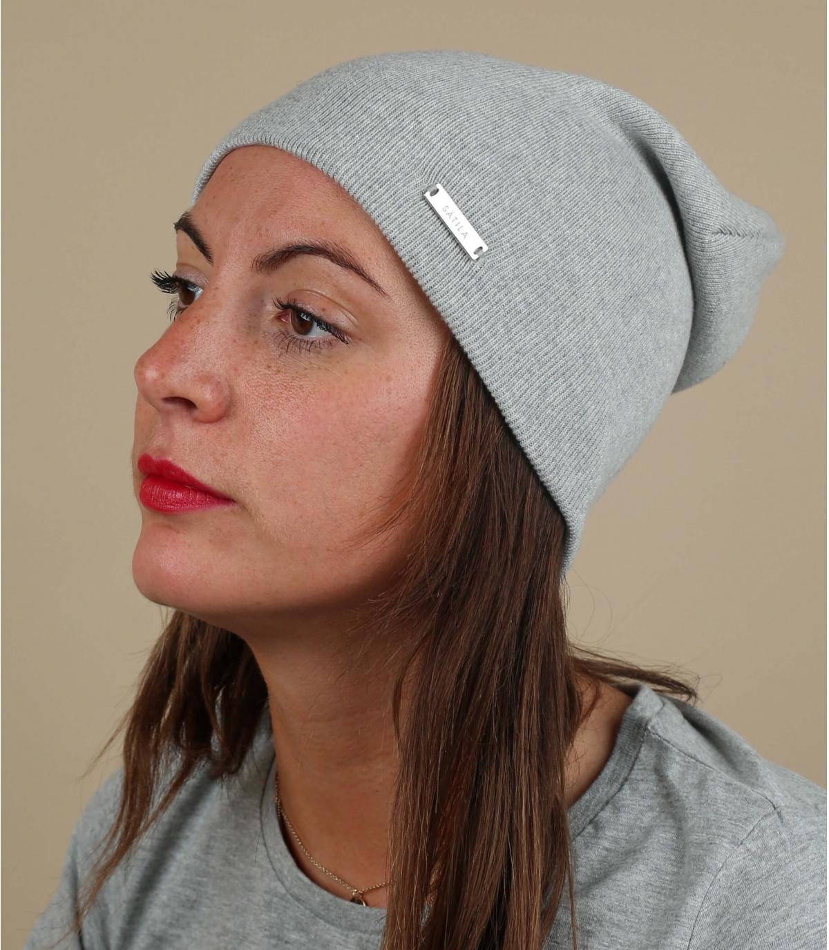 bonnet long gris coton bio - Oscar light grey par Satila : Headict