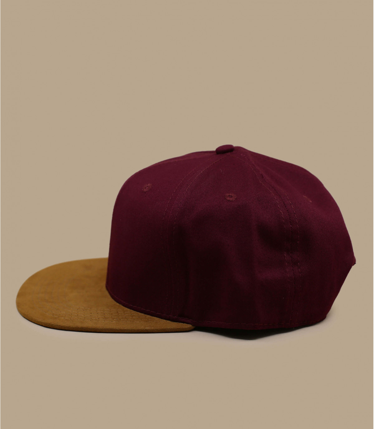 snapback bordeaux visière suede - Snapback blank brgundy brown suede ...